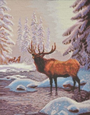 BUCK DEER IN WINTER Snow Scene Needlepoint Tramme Kit 15.5" x 19.25" | eBay