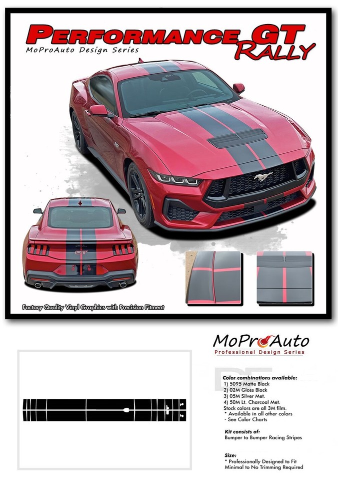 PRO RALLY 2024-2026 Ford Mustang Racing Stripes GT EcoBoost Decals ...