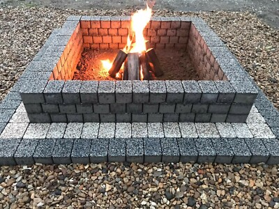 Fire pit square granite, paving slabs, 80cm x140cm fireplace DIY ...