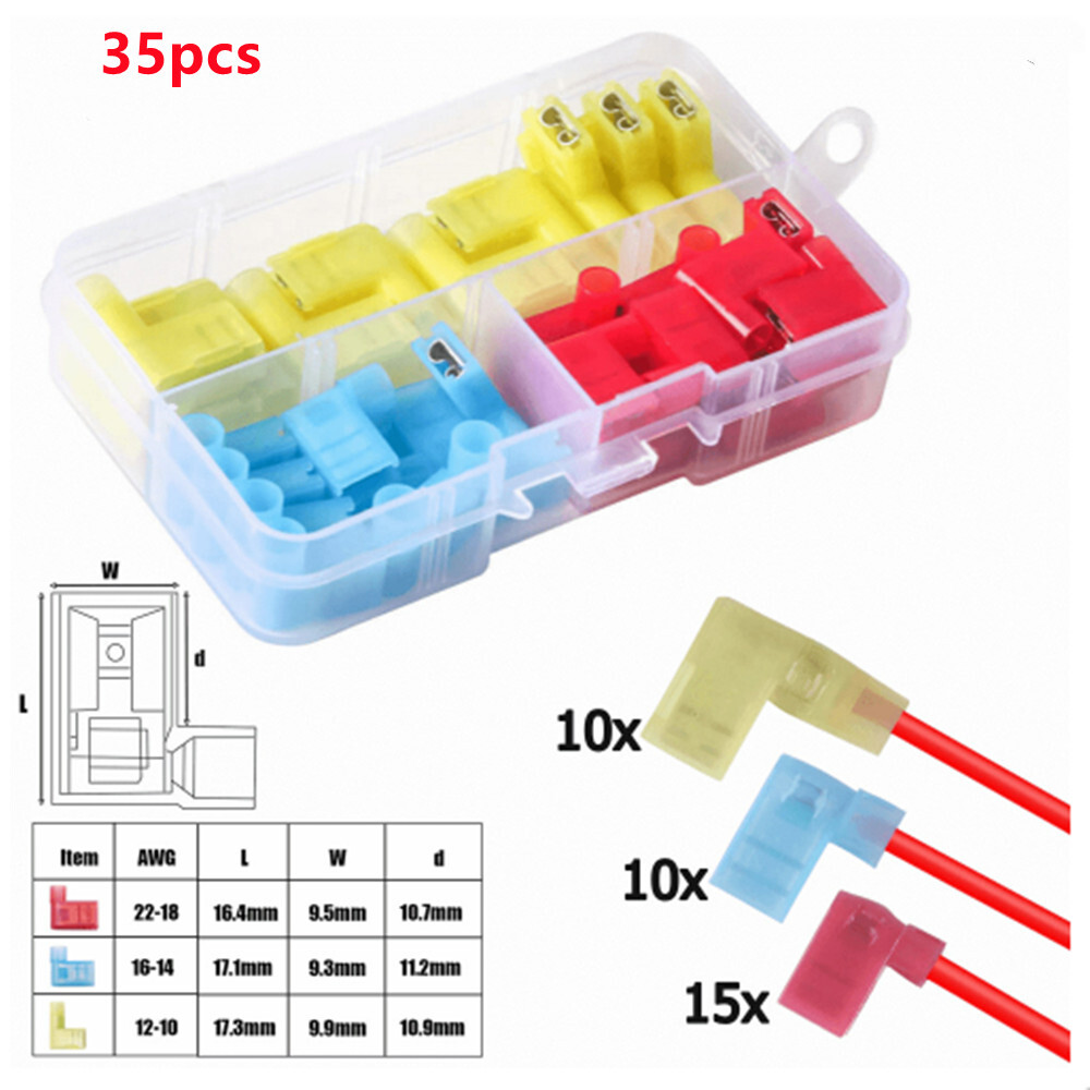 22-10 AWG Female Flag Terminals Right Angle Electrical Wire Spade ...