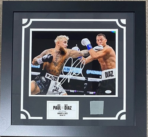 Jake Paul Signed Autographed Framed 11x14 Photo w Piece of Fight Ring ...