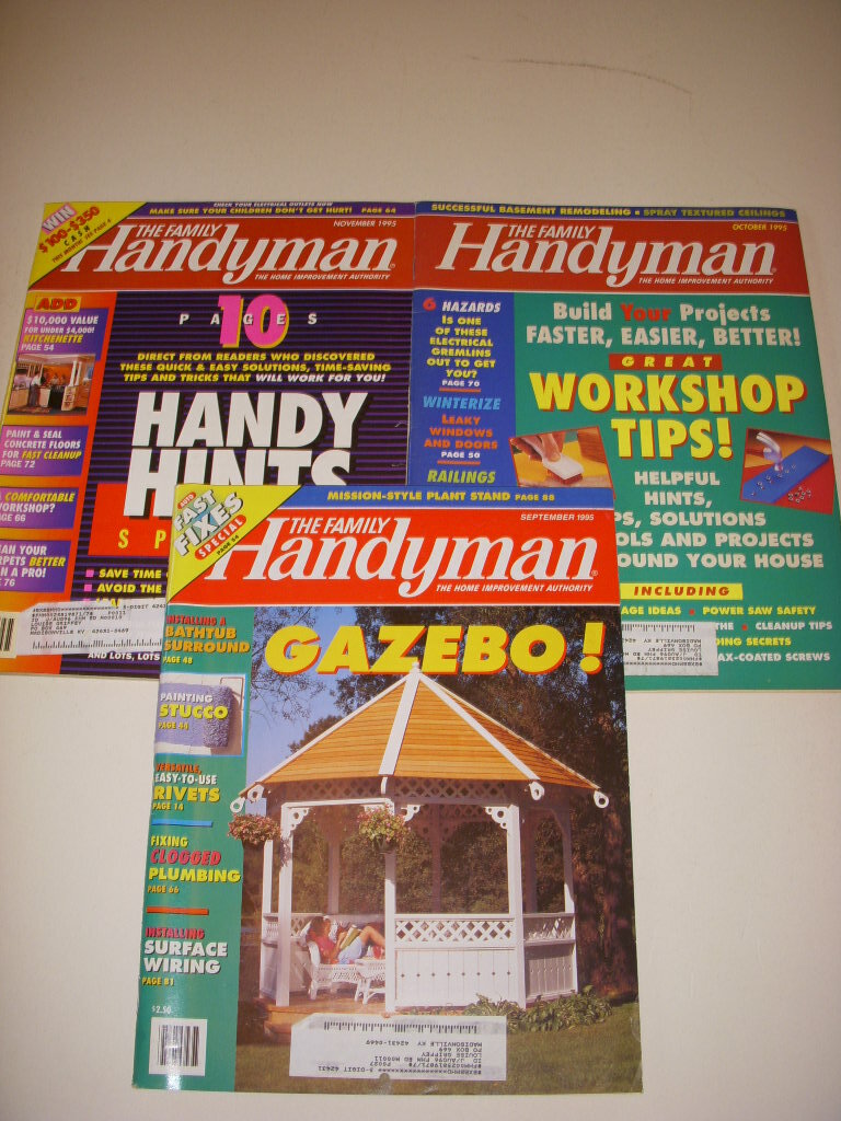 THE FAMILY HANDYMAN Magazine, LOT OF 3, 1995, GAZEBO, HANDY HINTS ...