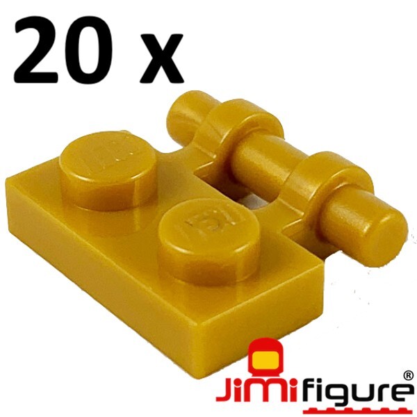 NEW 20 x LEGO 1x2 Modified Plate with Side Bar Handle Pearl Gold 2540 ...