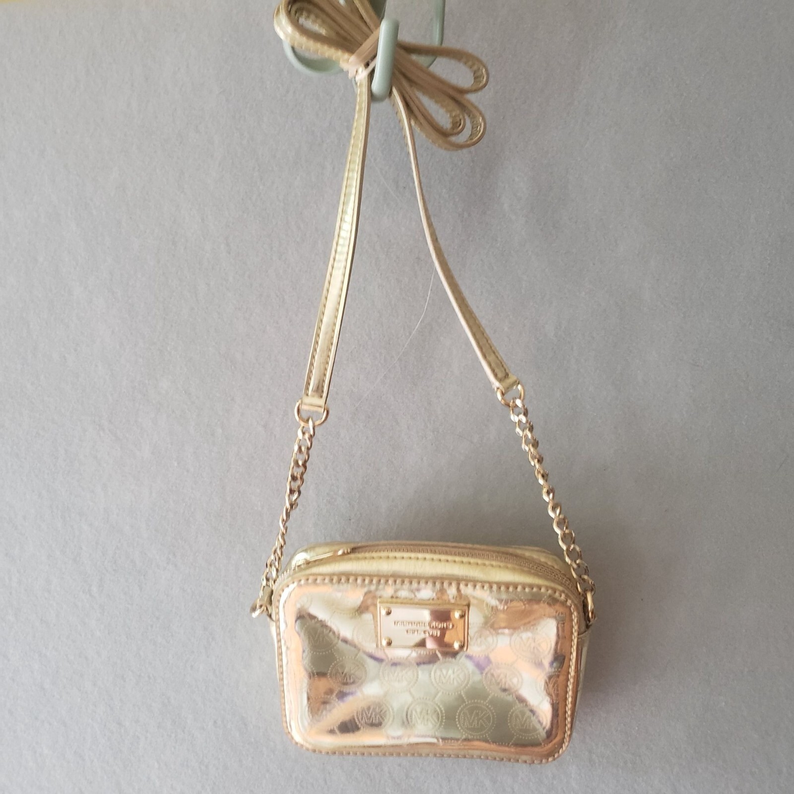 Michael Kors Gold Metallic Crossbody Bag MK Signature… - Gem