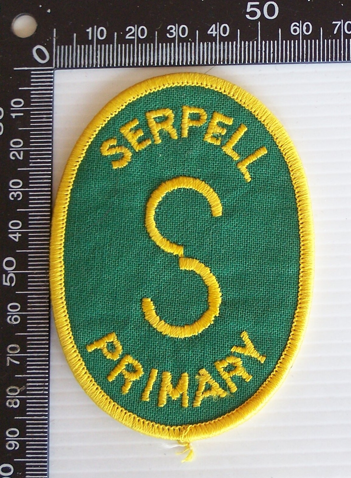 VINTAGE SERPELL PRIMARY SCHOOL EMBROIDERED PATCH WOVEN CLOTH SEW-ON ...