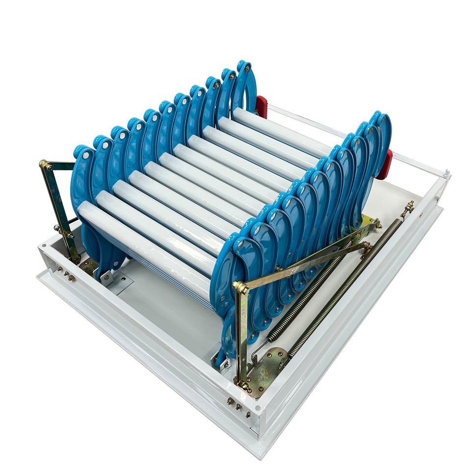 9.18Ft Blue Side-mounted Loft Wall Ladder Stairs with Frame Size 27.56 ...