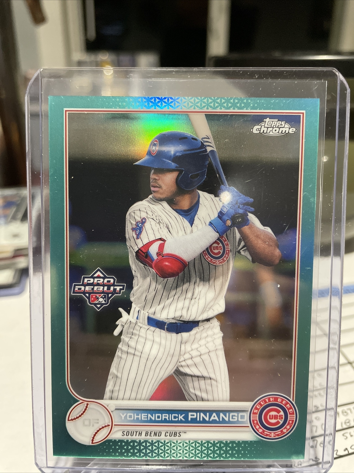 Yohendrick Pinango 2022 TOPPS PRO DEBUT CHROME AQUA ROOKIE REFRACTOR ...