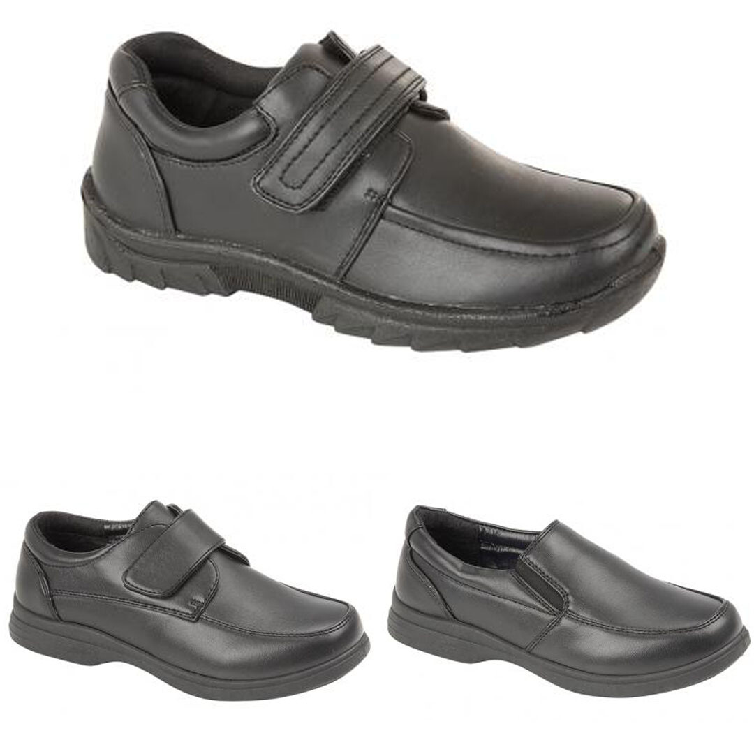 BOYS SMART DRESS SHOES KIDS TRAINERS FORMAL WEDDING BLACK SCHOOL BOOTS ...