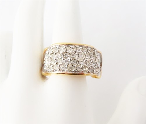 Elizabeth Taylor Avon Gold Tone Clear Crystal ~11mm Wide Pave Ring Size ...