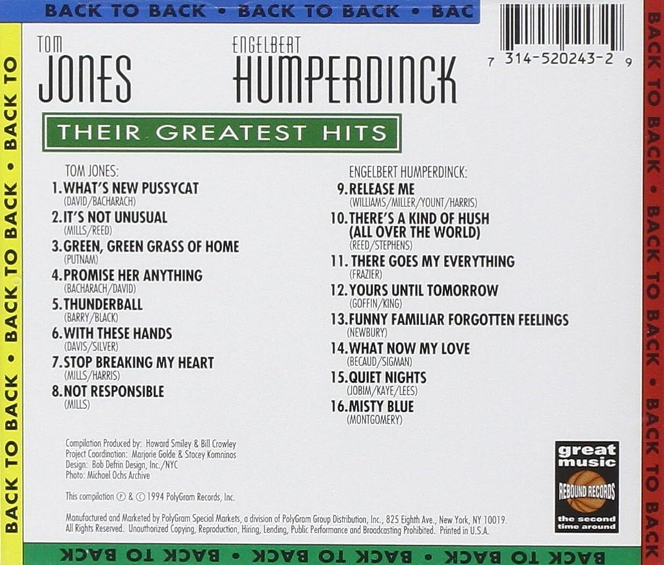 Jones/ Tom / Humperdinck/ Eng Their Greatest Hits Engelbert Hum (CD ...