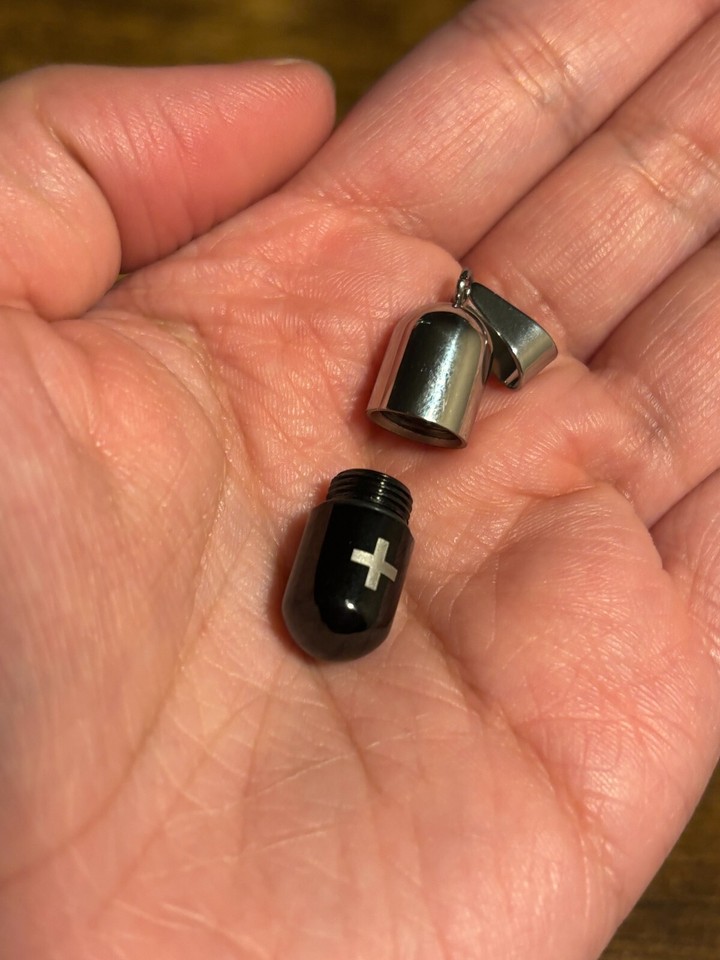New Mini Pill Shaped Container with Necklace/ Hidden Container | eBay