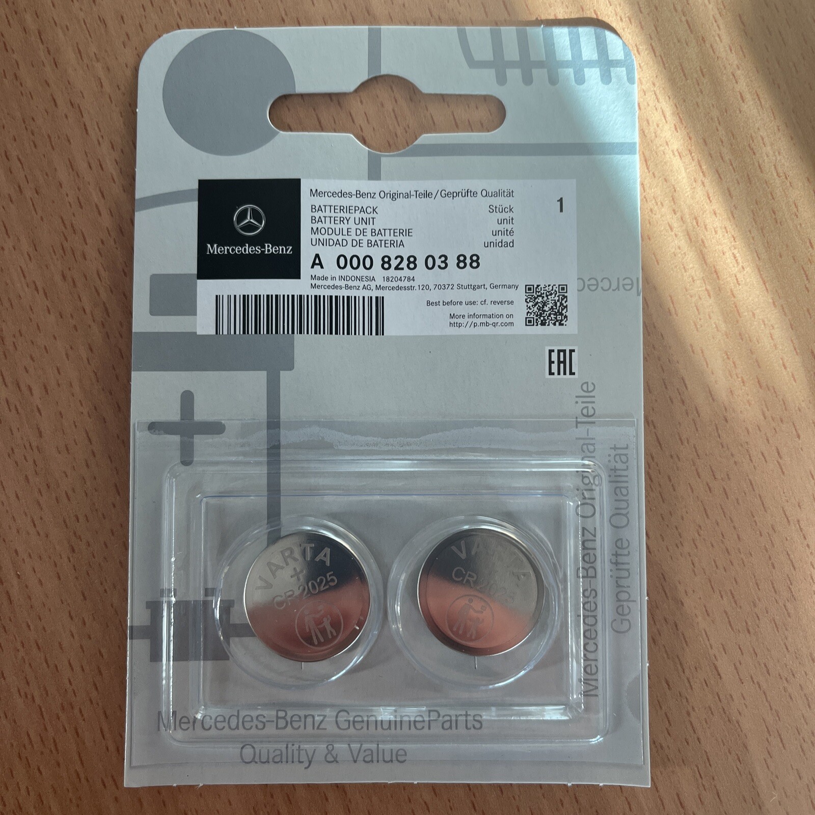 Mercedes Benz Original Genuine - 2 Pack Key Fob Battery - A0008280388 ...
