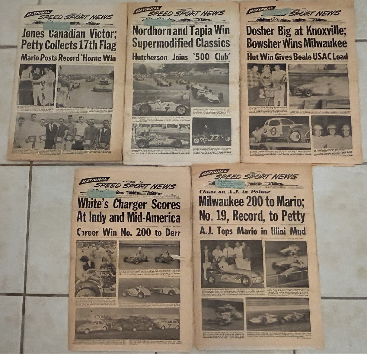 1967 Speed Sport News AUGUST Set of 5 RICHARD PETTY A.J Foyt MARIO ...