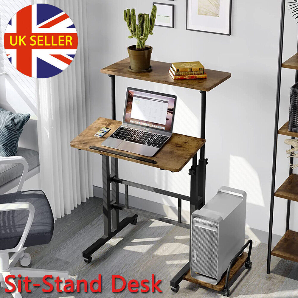 Rolling Laptop Computer Desk Parts Mount It! Height Adjustable Rolling