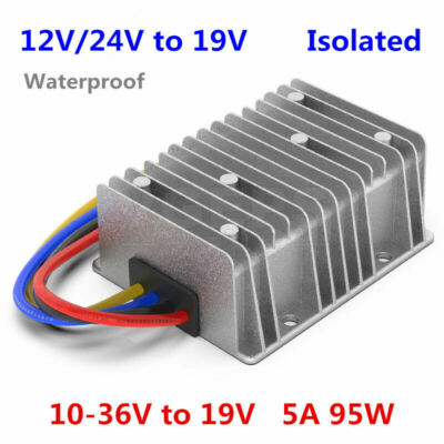10-36V to 19V 5A 95W isolated Waterproof power converter 12V/24V to 19V ...