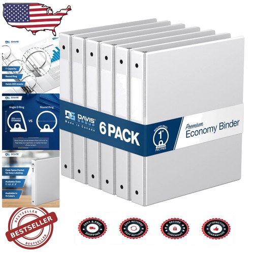 6-Pack Recycled 1-Inch Round-Ring Binders in White - Perfect for ...