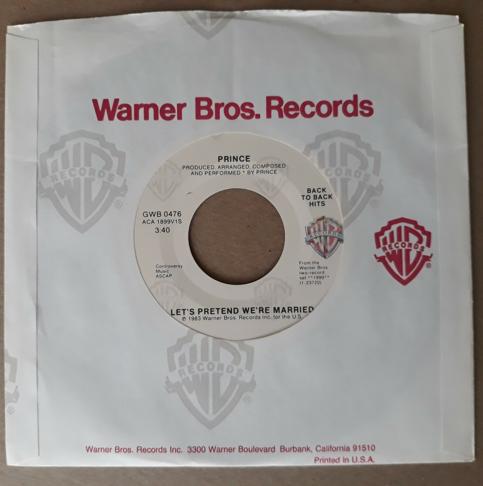 PRINCE DELIRIOUS / Let's Pretend We're Married back to back hits record ...