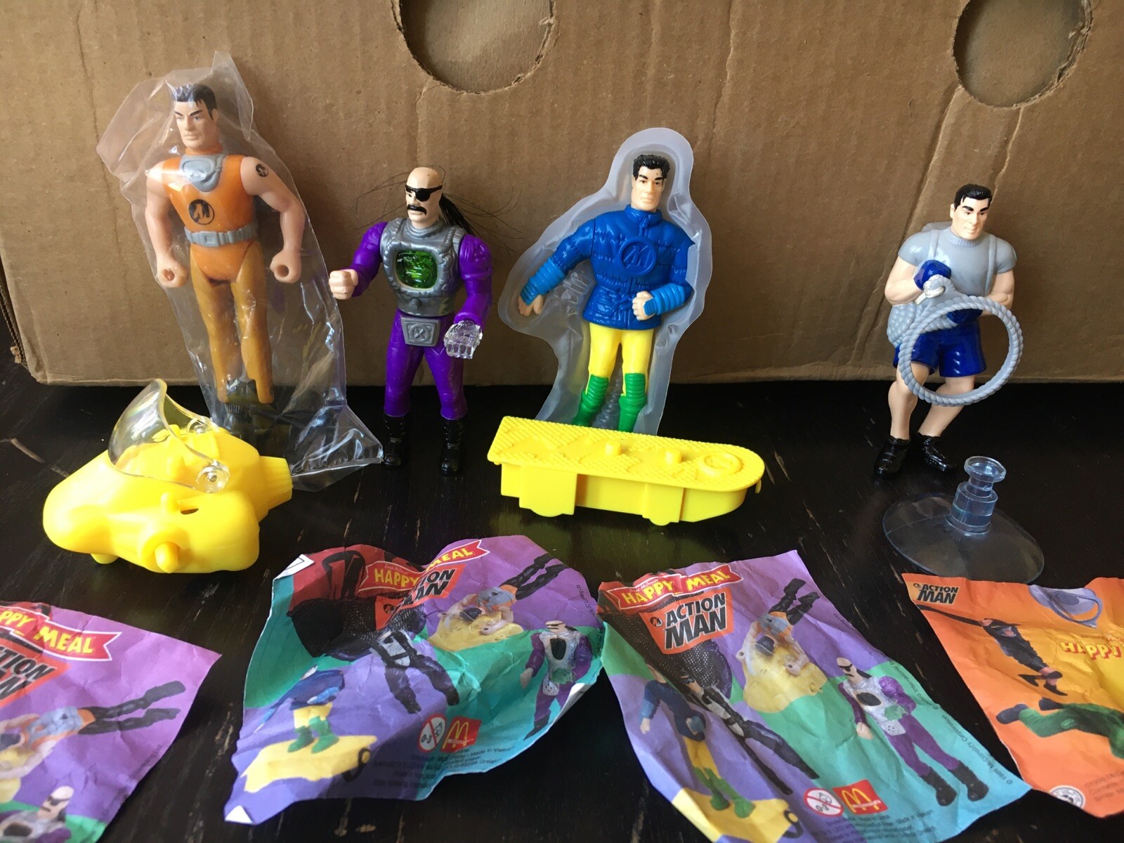 4 McDonalds Happy Meal Toy Action MAN New 3 From 1999 And 1 From 1998 ...