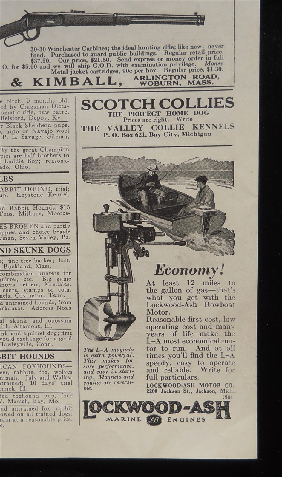 1922 Lockwood-Ash Outboard Motor Pipe Charlestown MD Rifle Woburn MA ...