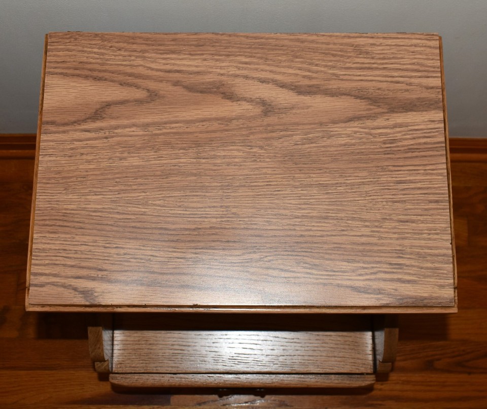 Midcentury Nightstand Phone Table Formica Top & Oak Wood, Storage ...