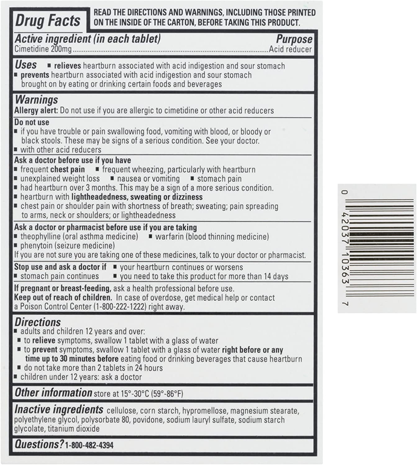 Tagamet HB 200 Mg Cimetidine Acid Reducer and Heartburn Relief, 30 ...