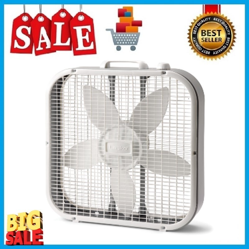 Lasko 20" Classic Box Fan with Weather-Resistant Motor, 3 Speeds, 22.5 ...
