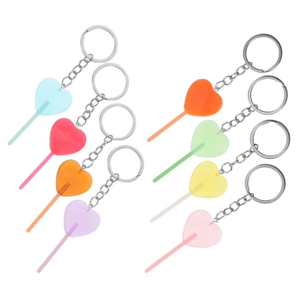 Heart Shaped Lollipop Keychains 8Pcs Cute Reusable Resin Bag ...