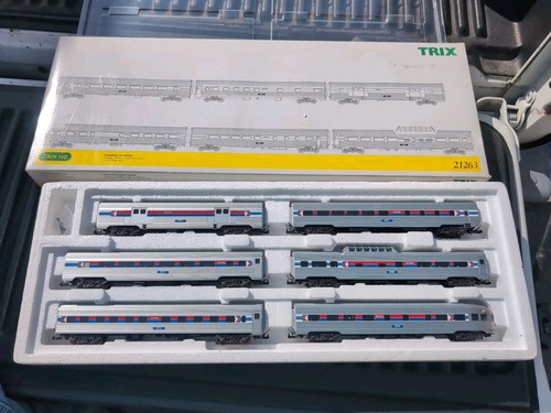 RARE Trix HO Scale 21263 Amtrak Ph I 6 car Budd passenger set Needs ...