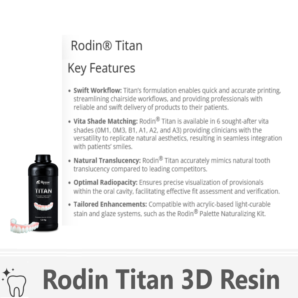 Dental 3D Resin Rodin Titan Ceramic Nanohybrid, 0M1, 0M3, A1, A2, A3 ...