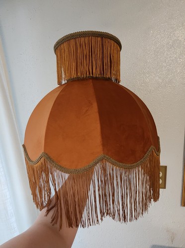 Vintage French Style Camel Rust Velvet Fringe Lamp Shade Large | eBay