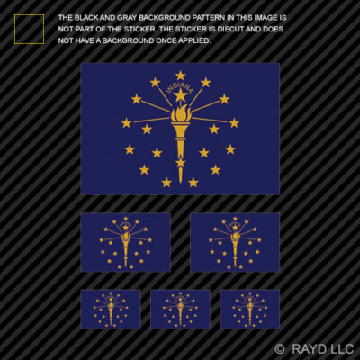 6 pcs Assorted Indiana Flag Sticker Set of Self Adhesive Premium Vinyl ...