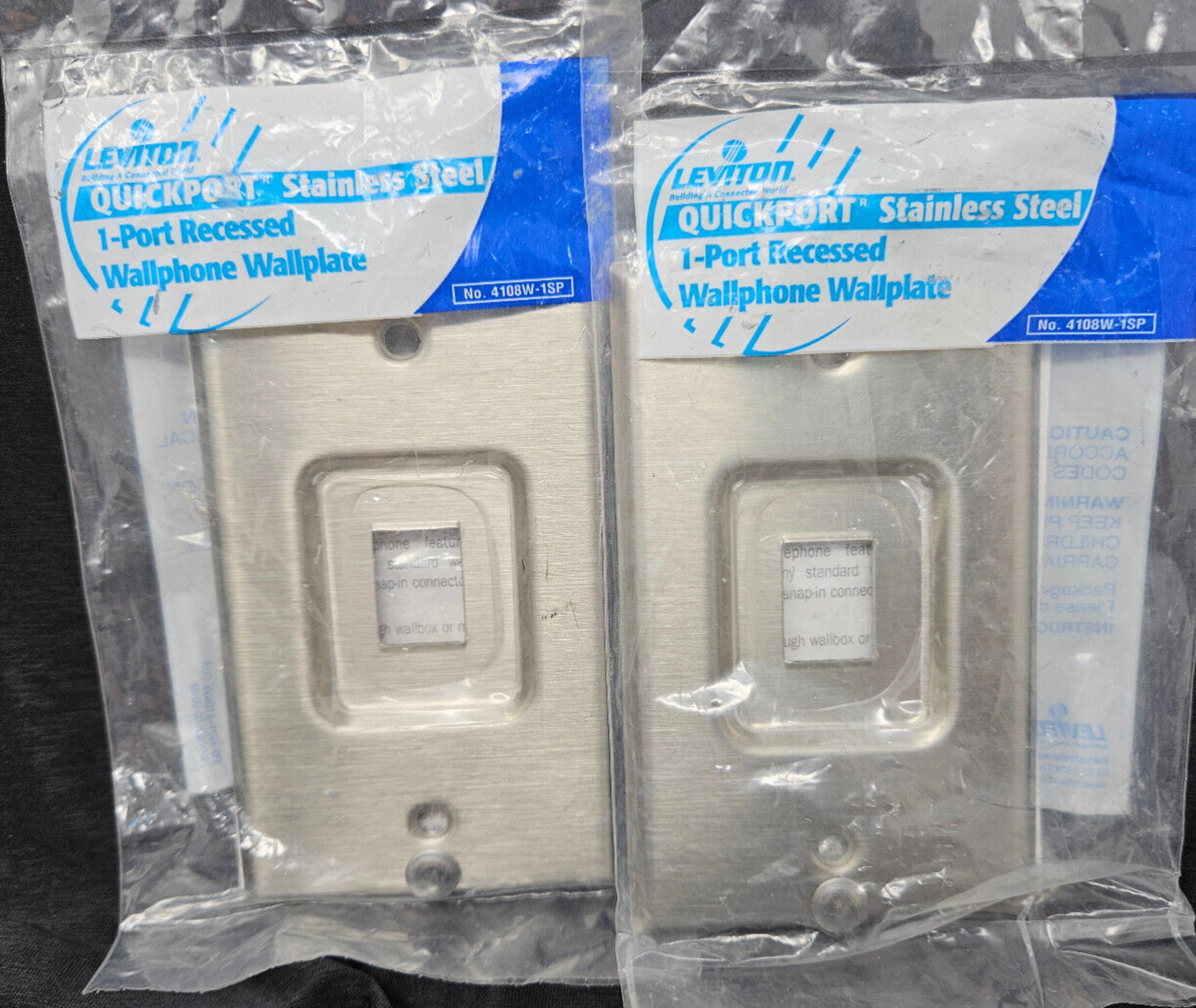 2-LEVITON 4108W-1SP QUICKPORT MODULAR WALL-PLATE, 1-PORT, 1-GANG ...