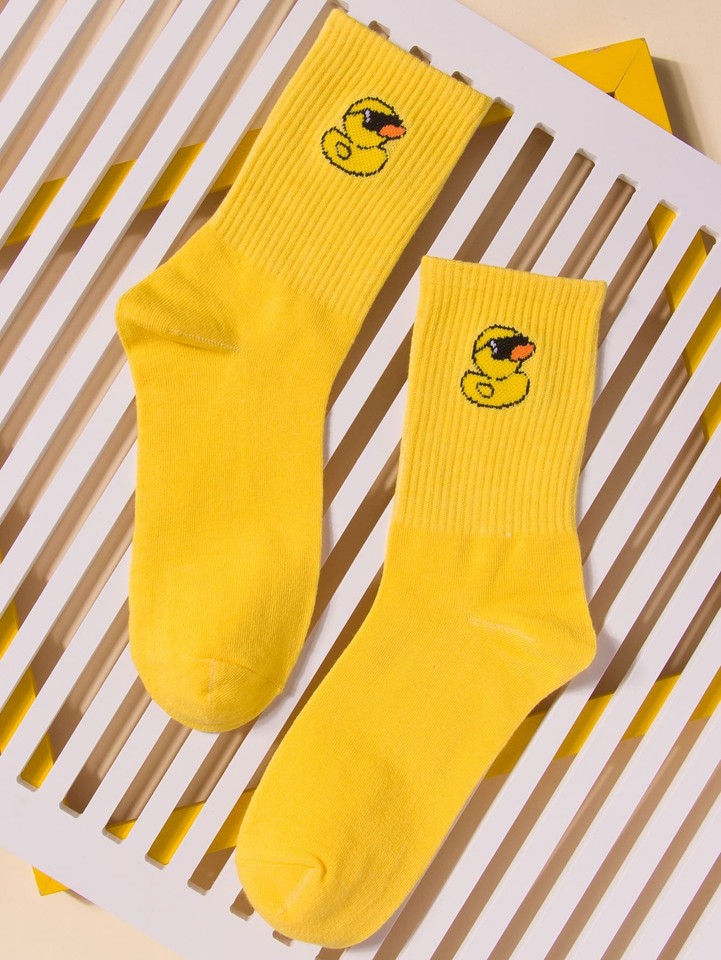 Cartoon Duck Crew Socks Yellow Duck Socks Funny Socks for Men Novelty ...