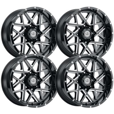 Scorpion SC28 22x12 6x139.7 -44mm Black Milled Wheels Rims 22 Inch ...
