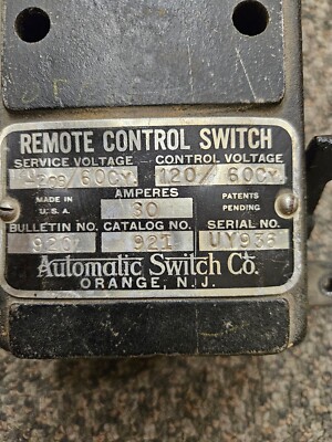AUTOMATIC SWITCH CO. - Remote Control Switch Coil - 120V CONTROL ...