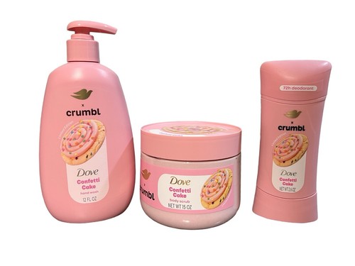 🎂Dove X Crumble Confetti Cake Body Scrub Hand Wash Deodorant Limited ...