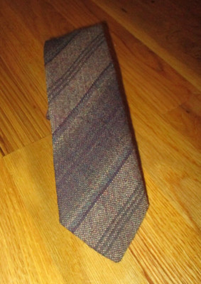 Pringle of Scotland Brown Diagonal Striped 100% Wool Cheviot Skinny ...