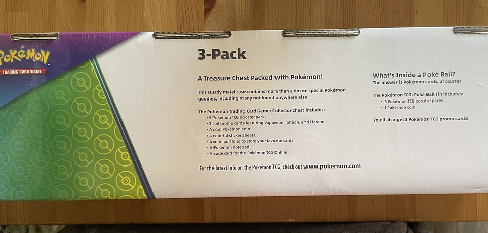 Pokémon TCG Eevee Collector's Treasure Chest with 2 Poké Ball Tins 3 ...