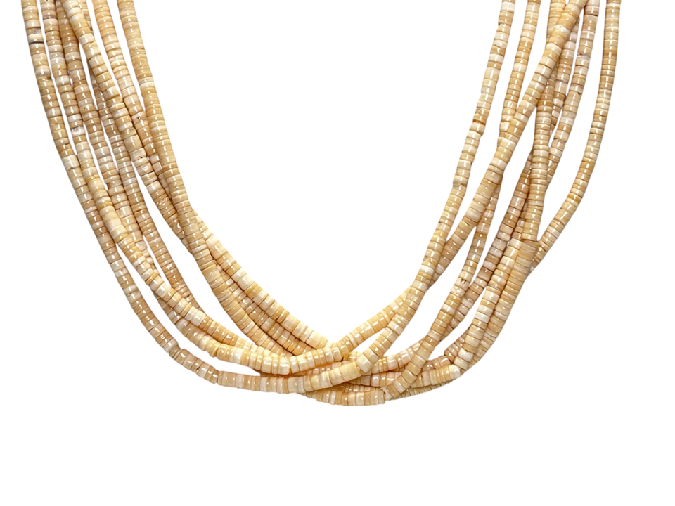 Vintage Santo Domingo 7 strand cream melon shell Heishi necklace | eBay