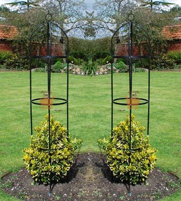 Set of 2 Garden Obelisk Climbing Plants Support Roses Metal Arch 1.9m ...