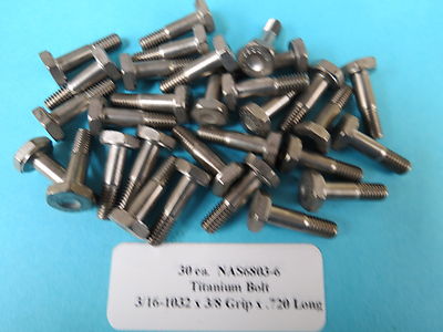 3/16” #10-32 x .720” Titanium (30) Hex Head Bolts Aircraft Aerospace ...