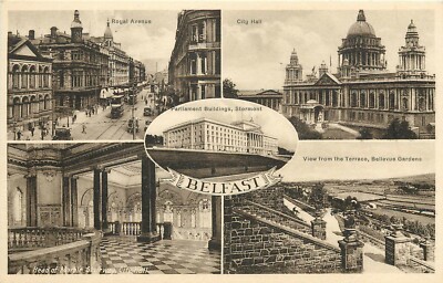 c1910 Multi-View Postcard; Views of Belfast Northern Ireland, Unposted ...