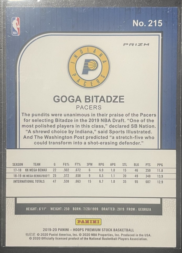 2019-20 Goga Bitadze Premium Stock Silver Scope Rookie No.215 (RC) | eBay