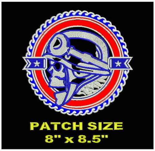 LARGE EMBROIDERED BUZZ SAW RACER SKULL JACKET VEST BACK PATCH MC BIKER ...