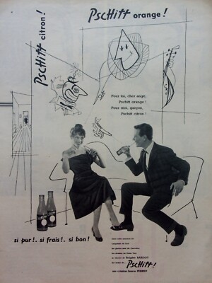 PUBLICITE PSCHITT orange AVEC BRIGITTE BARDOT ANNEE 1955 M741 | eBay