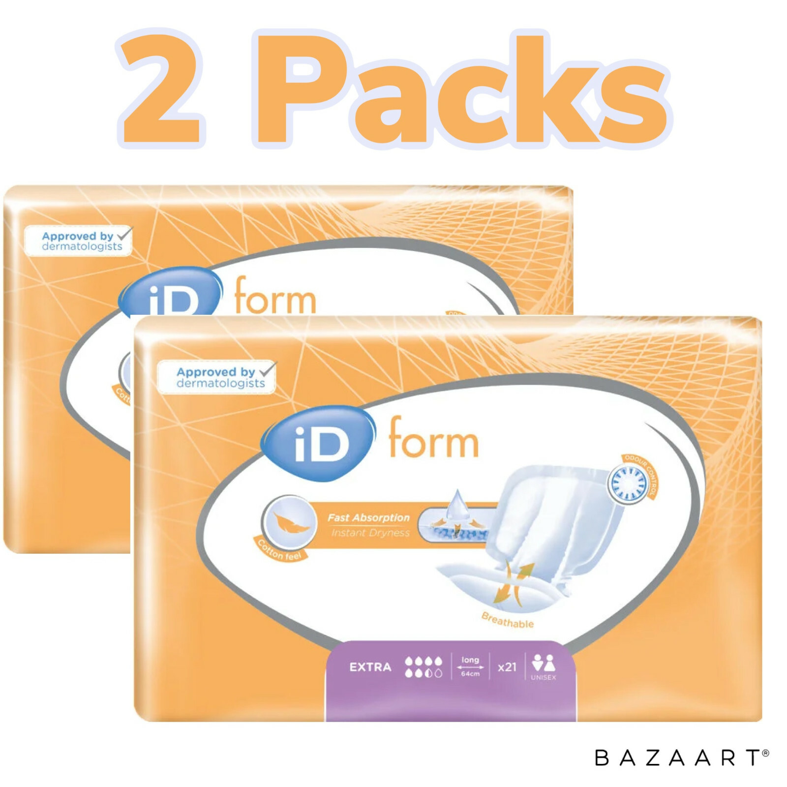 ID Expert Form Extra 2 Incontinence Pads 2 Pack of 21 adult nappies pad ...