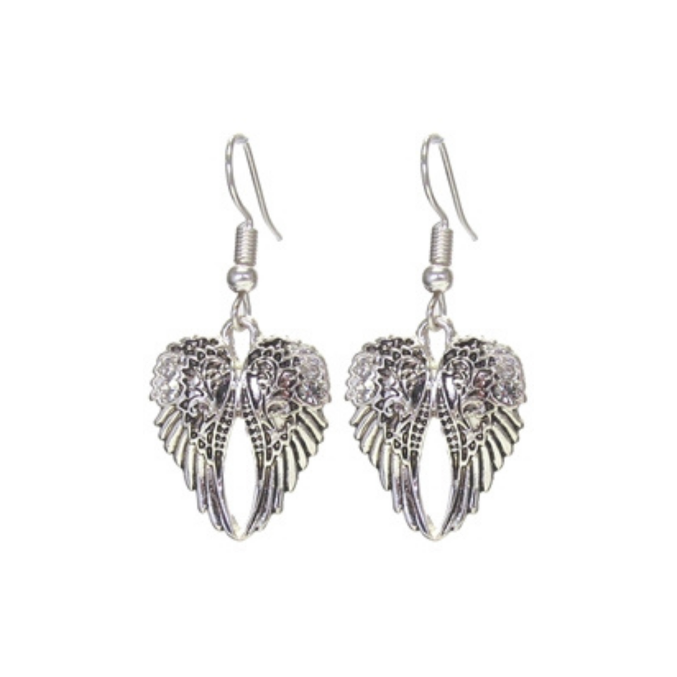 Crystal Angel Wings Pendant Necklace and Earrings Set White Gold | eBay