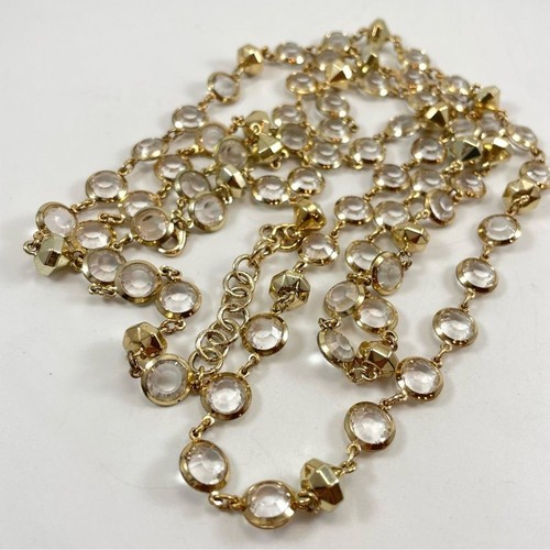 Ted Baker Gold Tone Glass Rhinestone Chain 50” Long Statement Boho ...