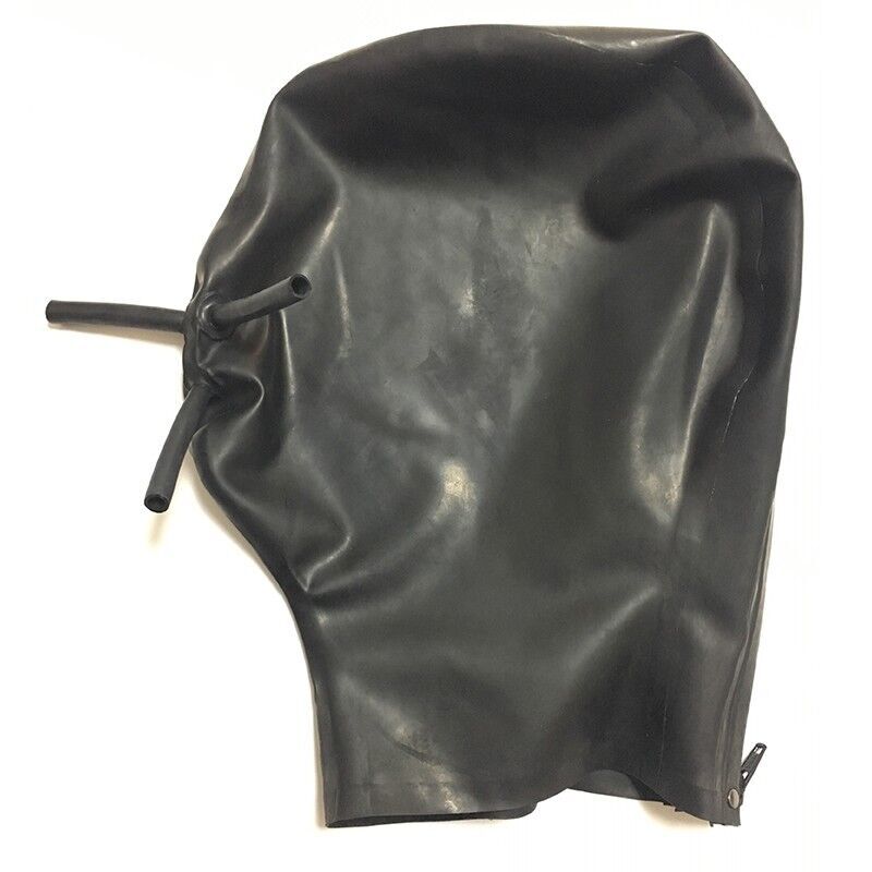 UK Latex Gummi Rubber Hood Suffocation Mask BDSM Enclosure with Nasal ...