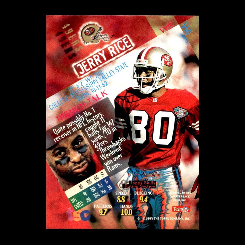 Jerry Rice 1995 Stadium Club San Francisco 49ers #550 R307 | eBay